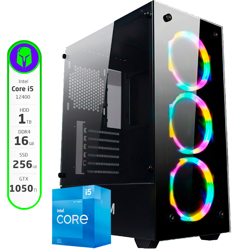 PC GAMER ARMADA INTEL I5 12400 16GB SSD 256 M.2 HDD 1TB GTX 1050TI