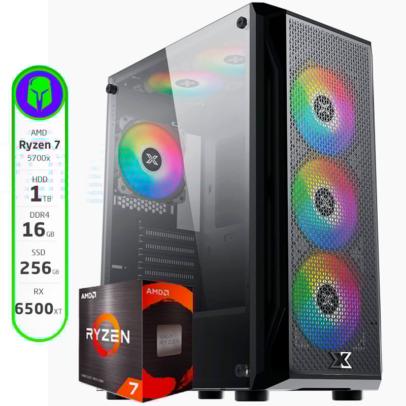 PC GAMER ARMADA AMD RYZEN 7 5700X 16GB 250GB SSD 1TB HDD RX 6500XT