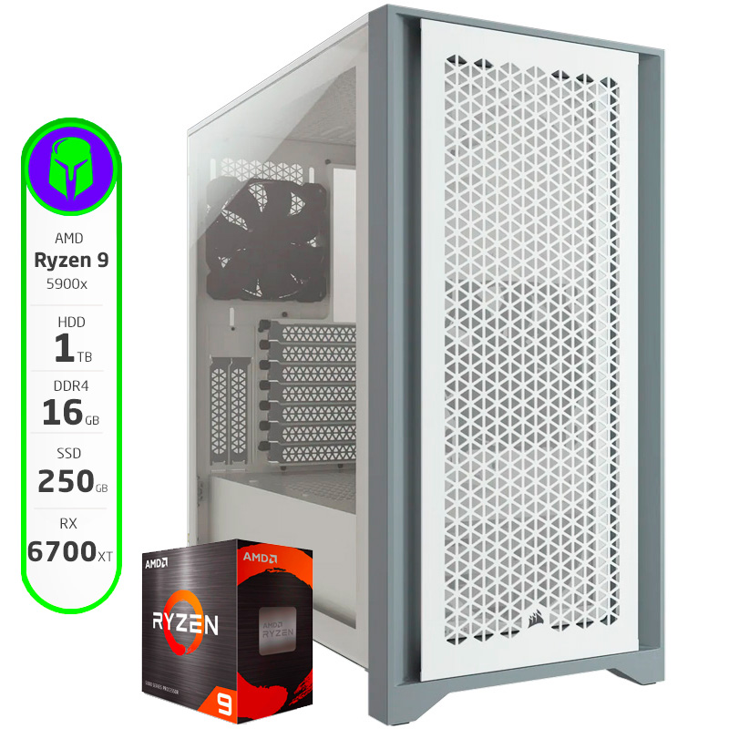 PC GAMER ARMADA AMD RYZEN 9 5900X 16GB 250GB M.2 1TB HDD RX 6700XT