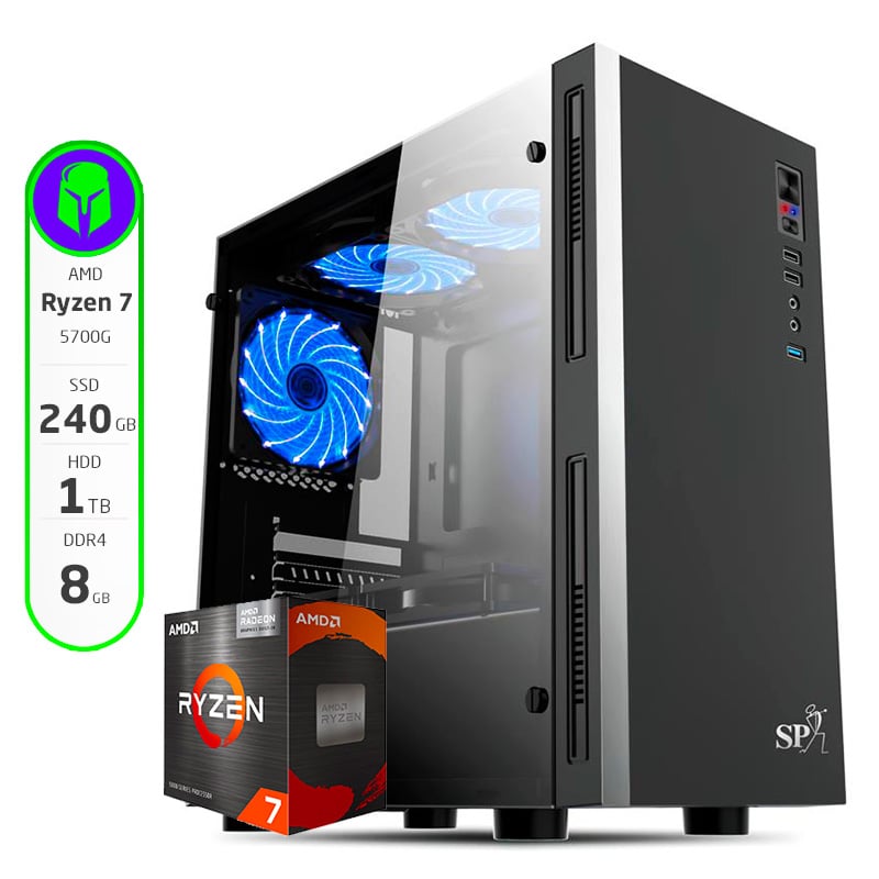 PC GAMER ARMADA AMD RYZEN 7 5700G 8GB 240GB SSD 1TB HHD