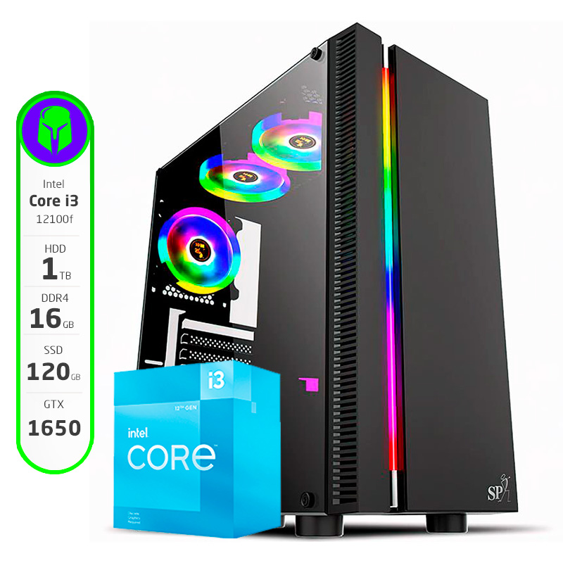PC GAMER ARMADA INTEL I3-12100F 16GB SSD 120GB 1TB HDD GTX1650