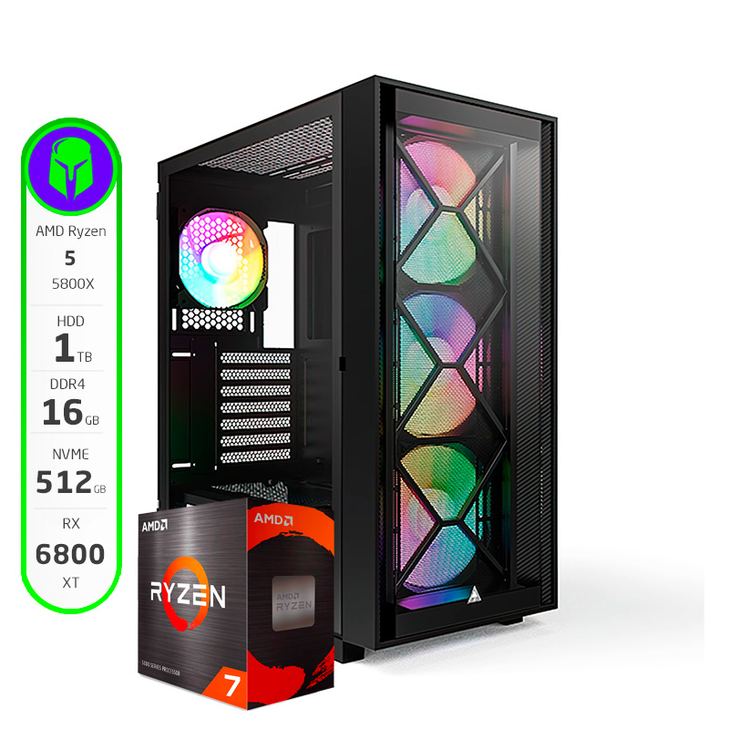 PC GAMER ARMADA COMPLETA AMD RYZEN 7 5800X 16GB 512GB NVME 1TB HDD RX ...