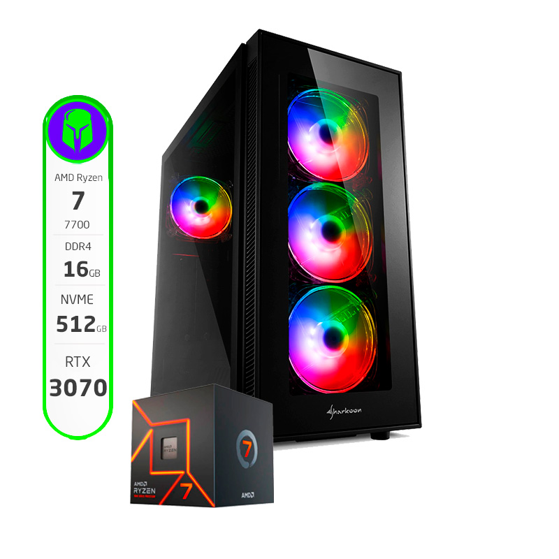 PC GAMER ARMADA COMPLETA RYZEN 7 7700 32GB 512GB NVME RTX 3070