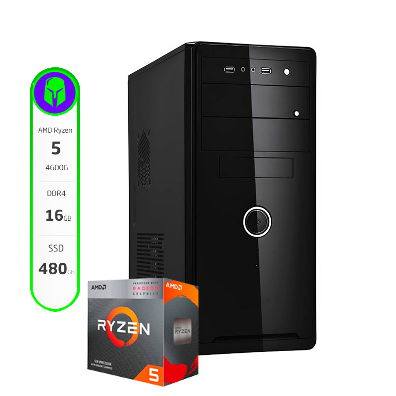 PC DE ESCRITORIO ARMADA COMPLETA RYZEN 5 4600G 16GB 480GB