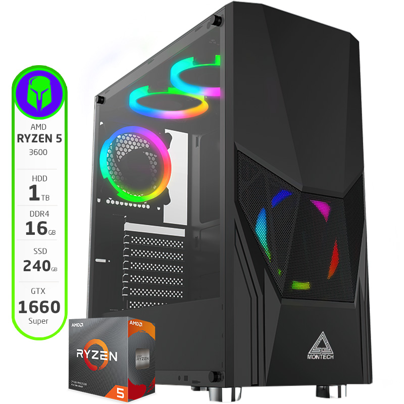 PC GAMER ARMADA AMD RYZEN 5 3600 - 16GB - 240GB SSD - 1 TB HDD - GTX ...