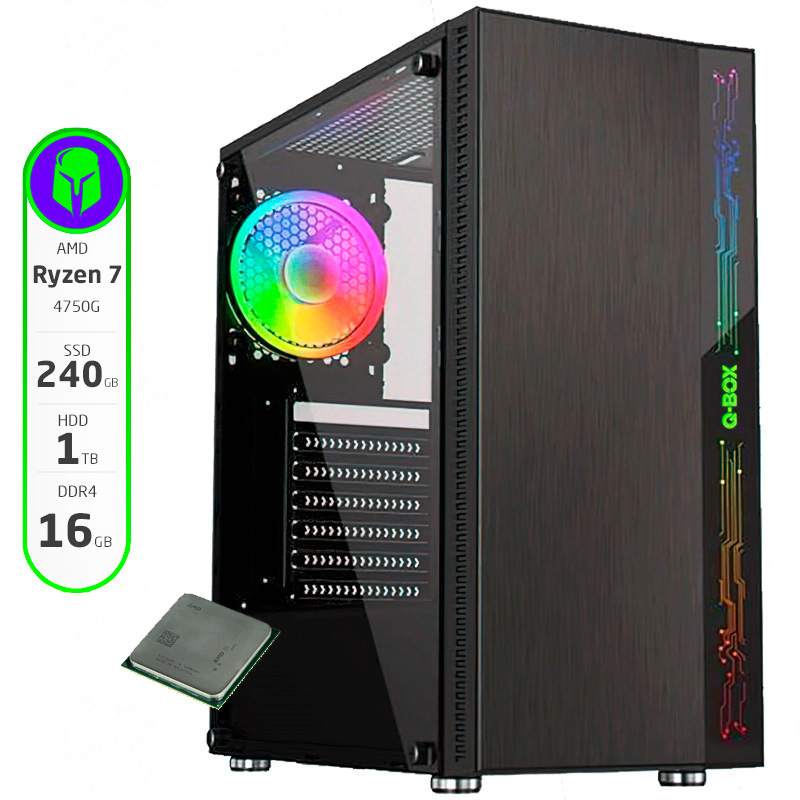 PC ARMADA COMPLETA AMD RYZEN 7 4750G 16GB 240GB SSD 1TB HDD WIFI