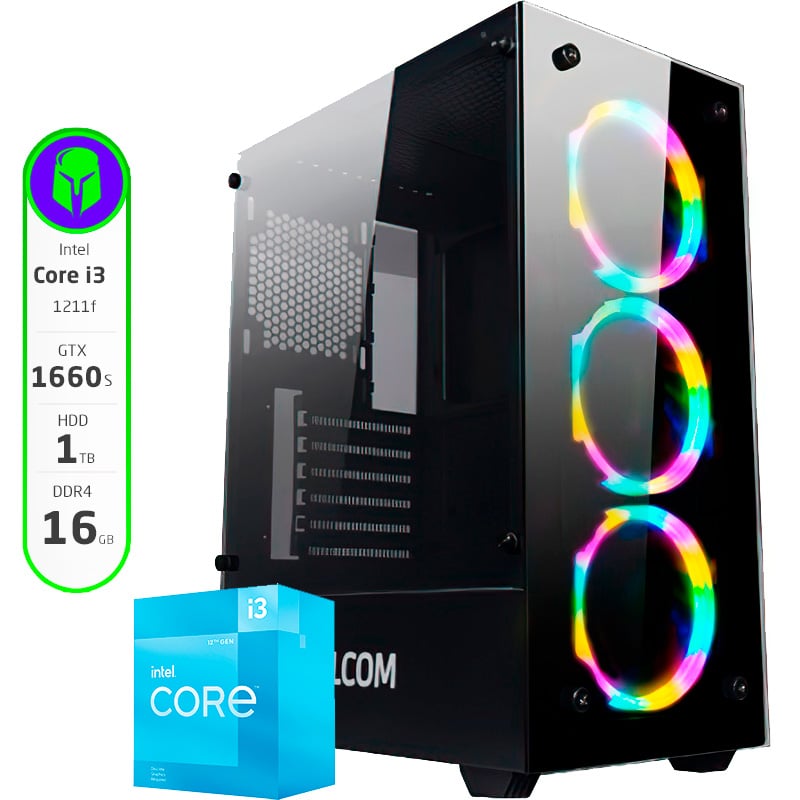 PC ARMADA COMPLETA INTEL I3-12100F 16GB 240GB SSD 1TB HDD GTX 1660 SUPER