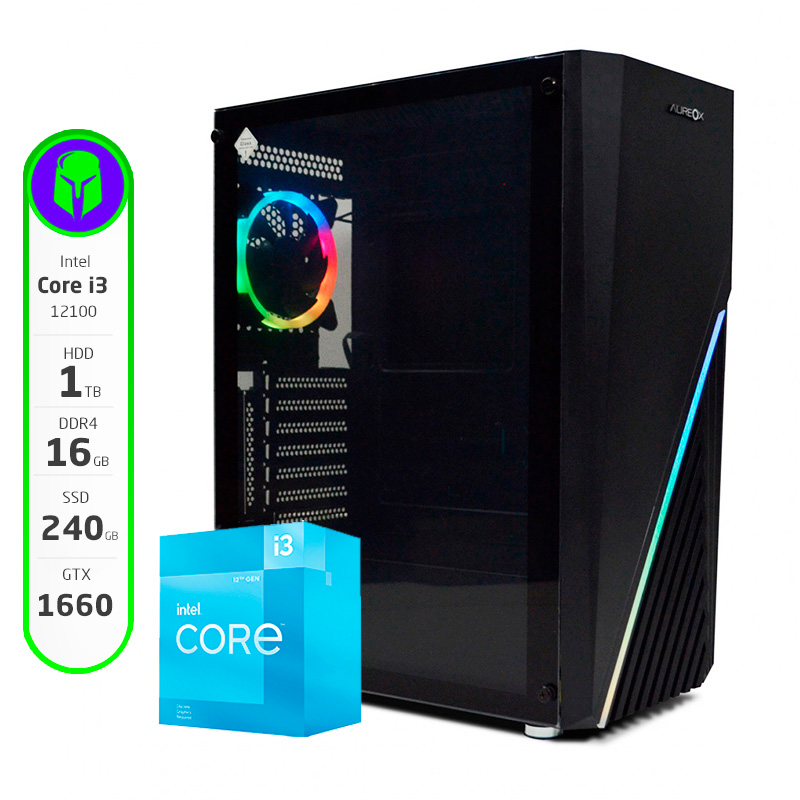 PC GAMER ARMADA COMPLETA INTEL I3 12100 16GB SSD 240GB HDD 1TB GTX 1660