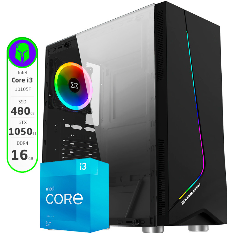 PC GAMER ARMADA COMPLETA INTEL I3 10105F 16GB SSD 480GB GTX 1050TI