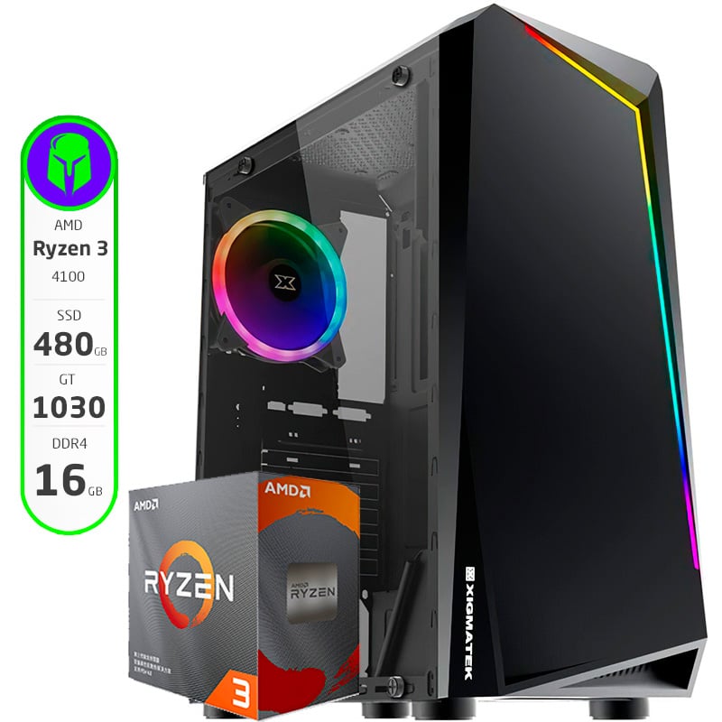 PC GAMER ARMADA COMPLETA RYZEN 3 4100 16GB SSD 480GB GT 1030