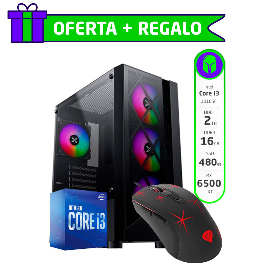 PC ARMADA COMPLETA INTEL I3 10105F 16GB SSD 480GB 2TB HDD 6500 XT
