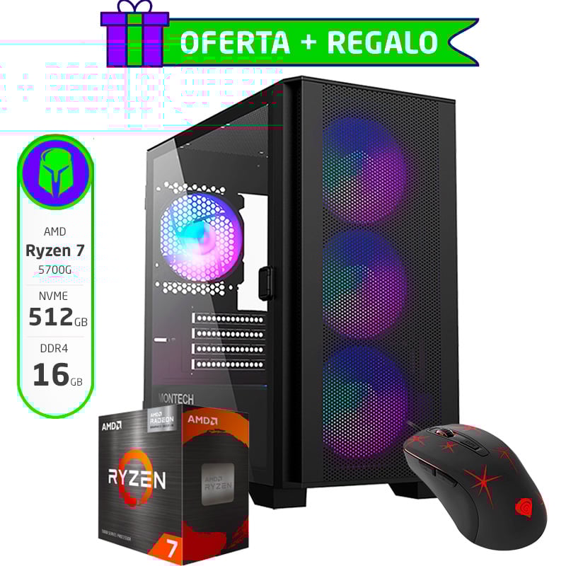PC ARMADA COMPLETA AMD RYZEN 3 4100 16GB SSD 1TB RX 6500 + MOUSE DE REGALO