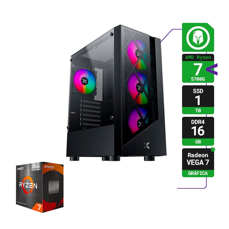 PC GAMER ARMADA COMPLETA AMD RYZEN 7 5700G 16GB SSD 1TB SSD