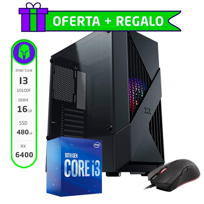PC GAMER ARMADA COMPLETA INTEL CORE I3 10100F 16GB SSD 480GB RX 6400 + MOUSE DE REGALO